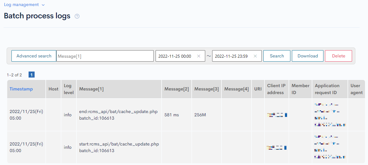Batch log | Enterprise Headless CMS Kuroco