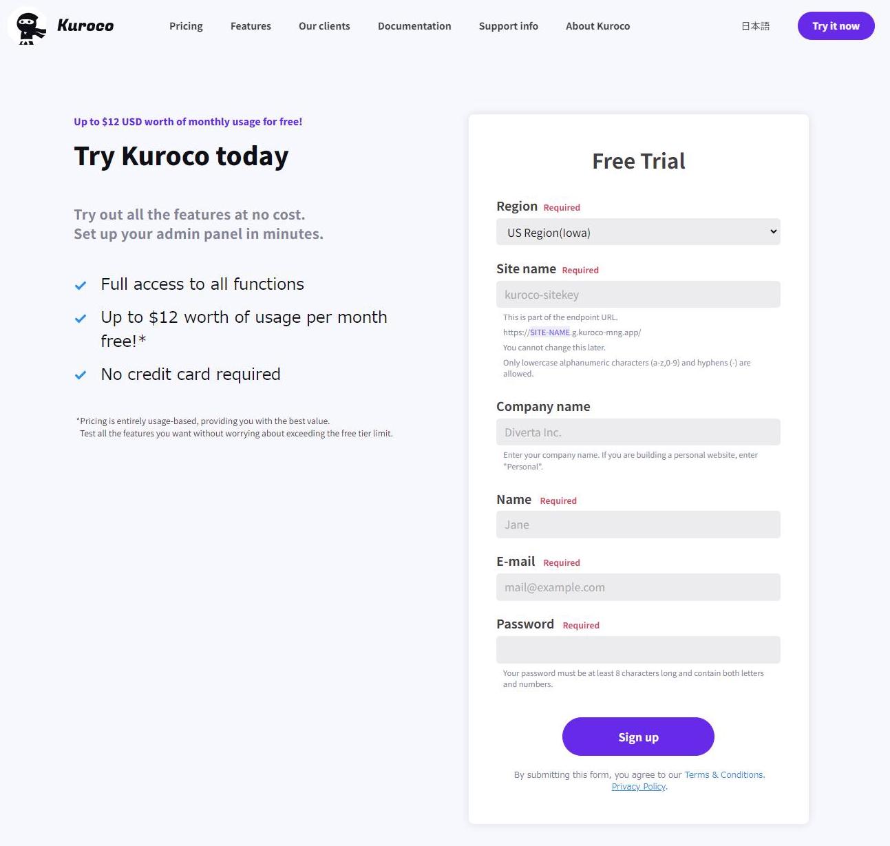 How to sign up for Kuroco | Enterprise Headless CMS Kuroco