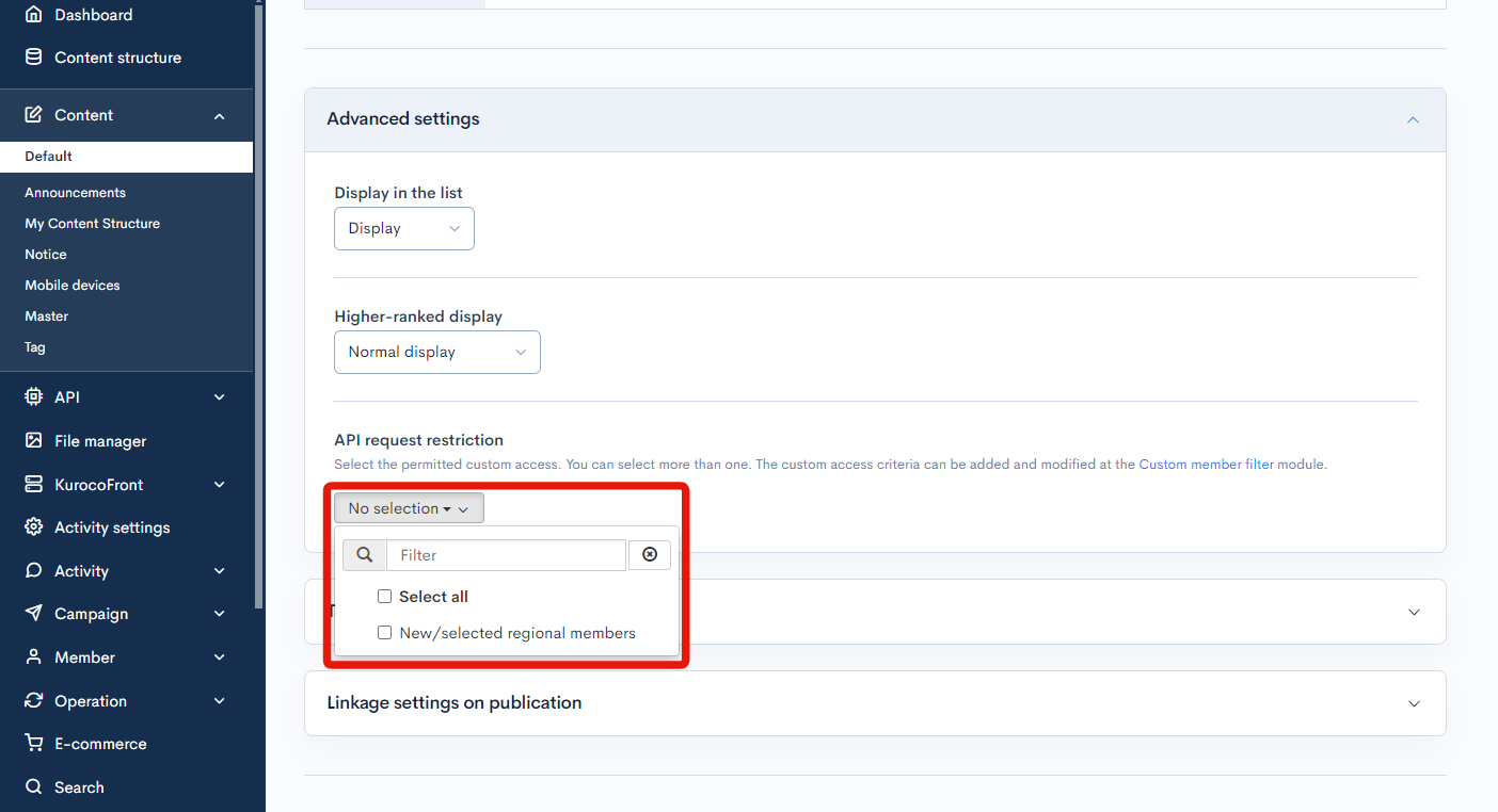 Using custom member filters | Enterprise Headless CMS Kuroco