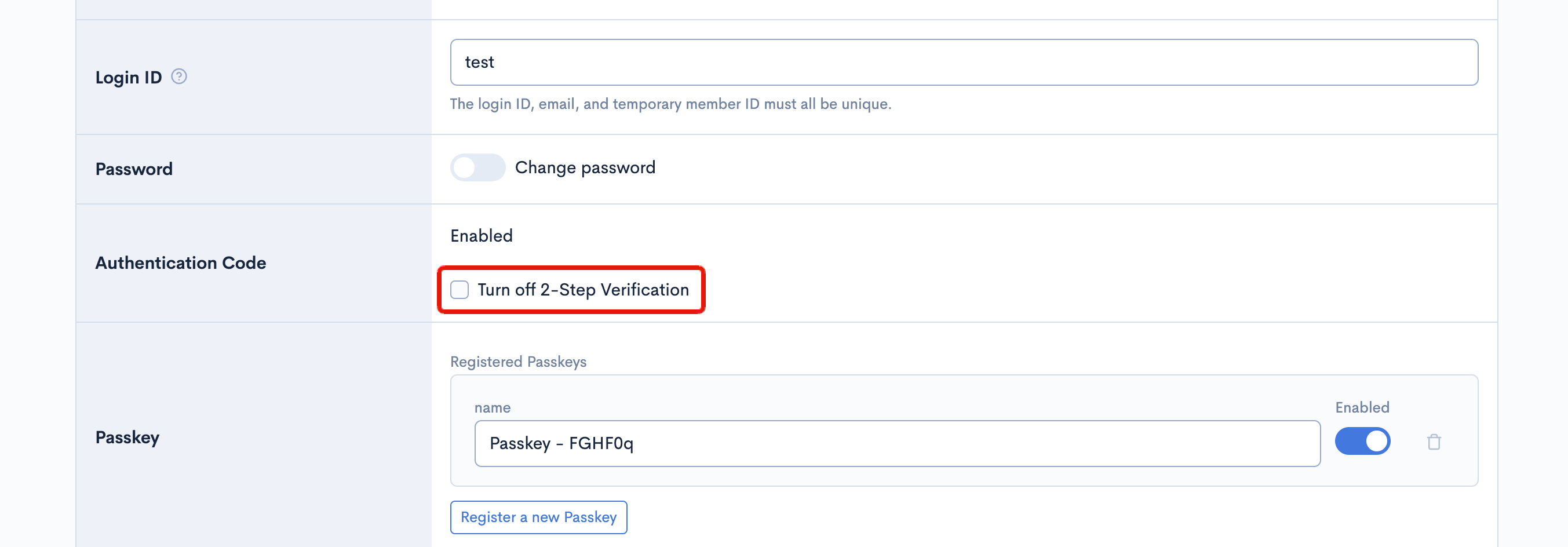 Set up two-factor authentication using one-time passwords in the Kuroco administration screen ...