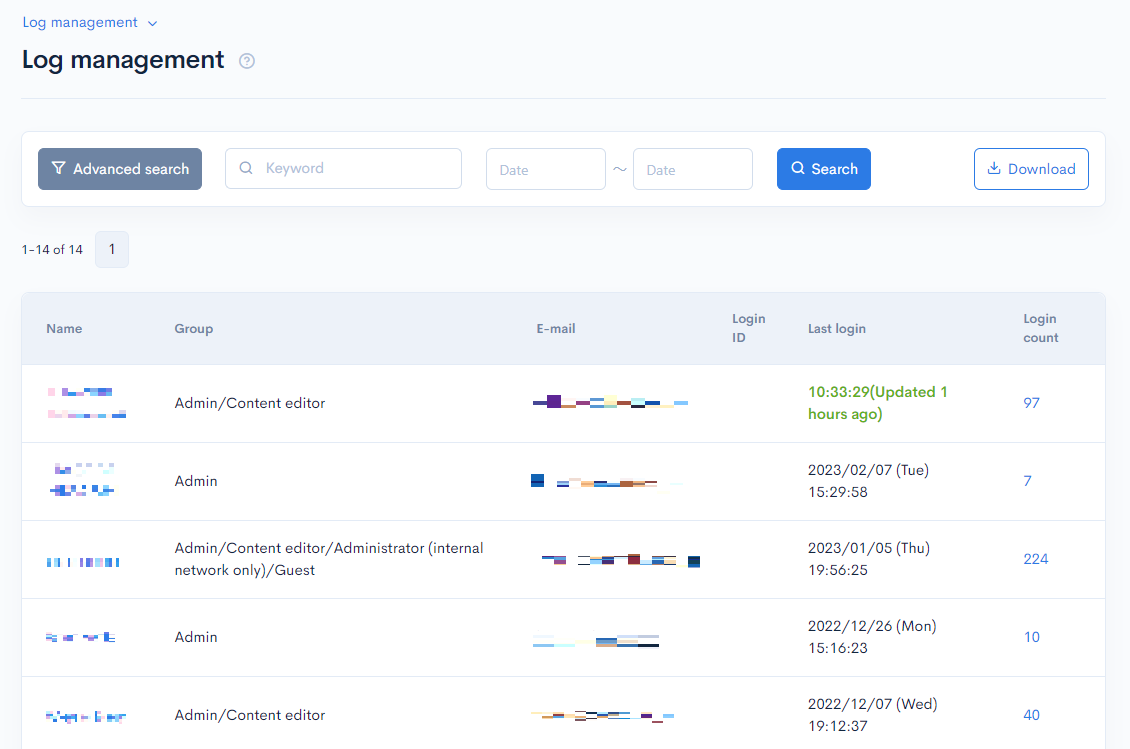 Log management | 導入実績5000社以上の国産エンタープライズ・ヘッドレスCMS