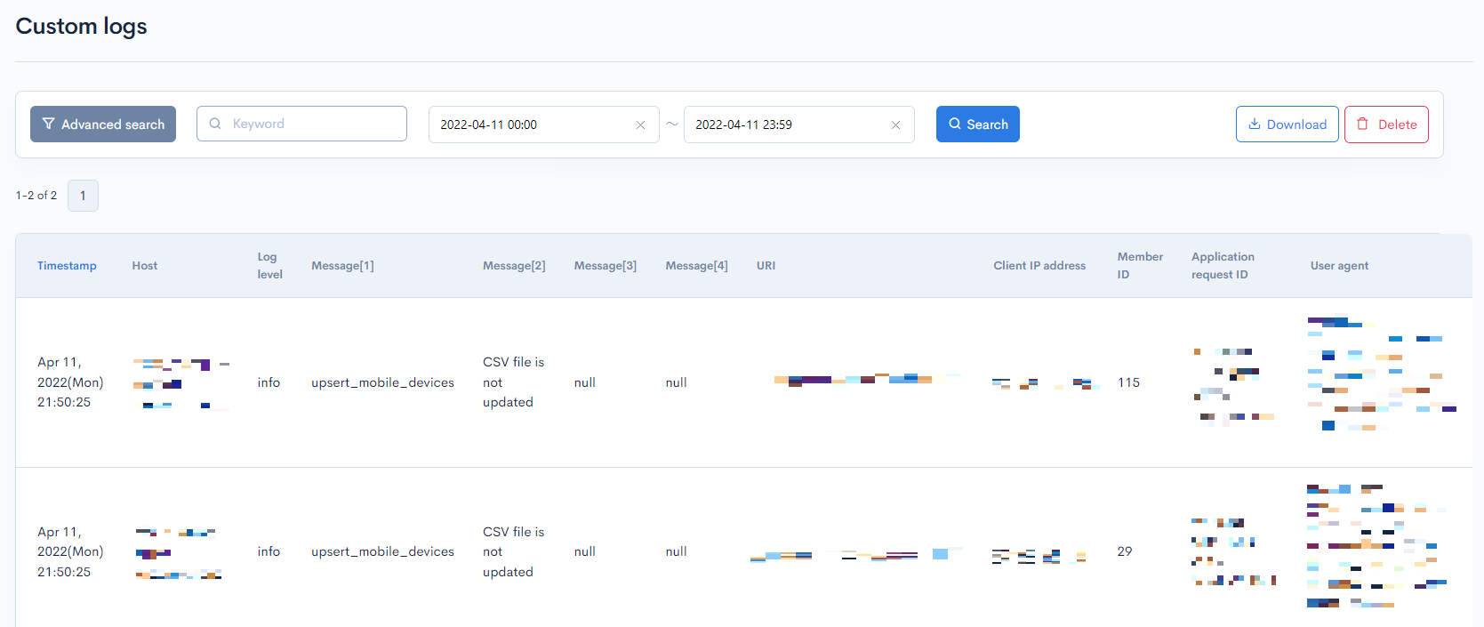 Custom logs | Enterprise Headless CMS Kuroco