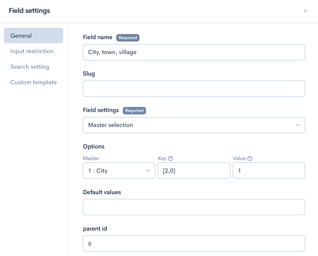 Setting up dynamically changing selection items using master selection | Enterprise Headless CMS ...
