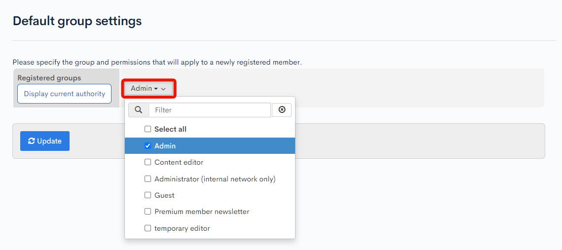 Default group settings | Enterprise Headless CMS Kuroco