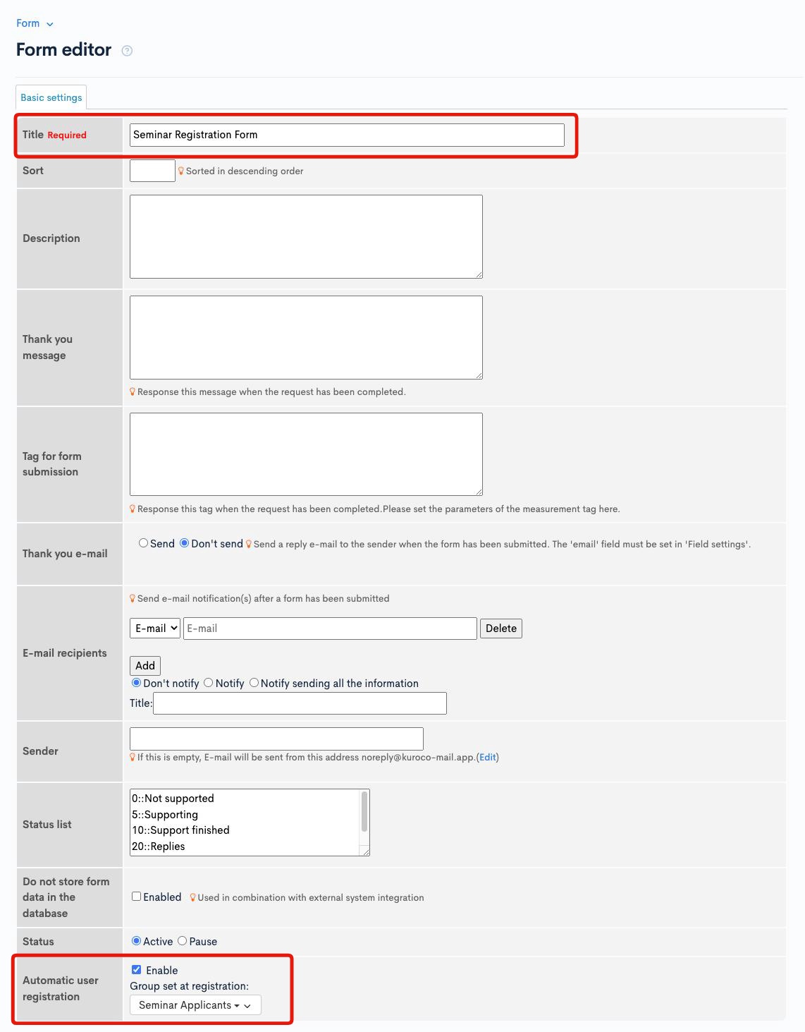 Sending notification messages to users who submitted a form response ...