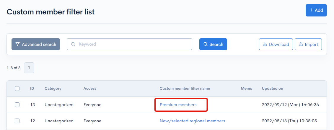 Custom member filter | Enterprise Headless CMS Kuroco