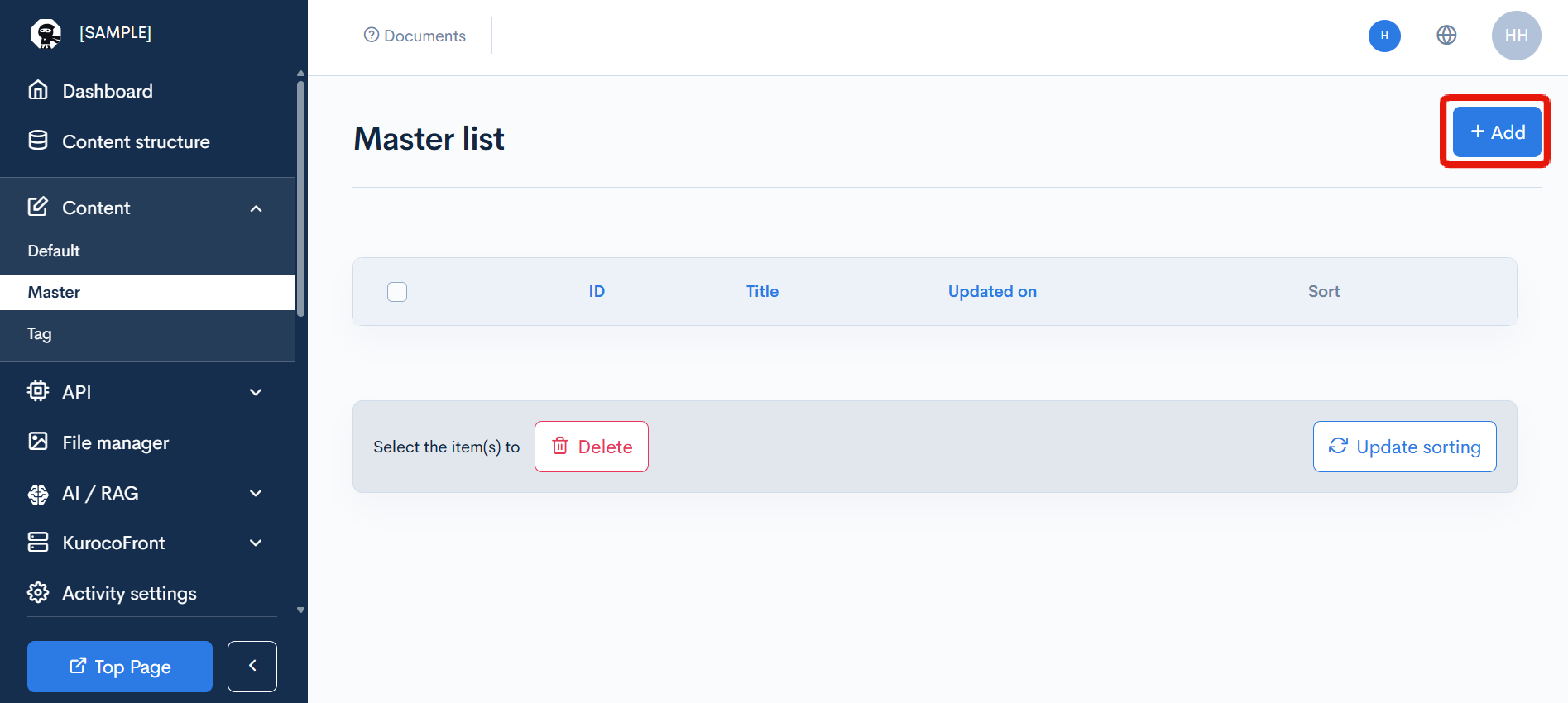 Setting up dynamically changing selection items using master selection | Enterprise Headless CMS ...