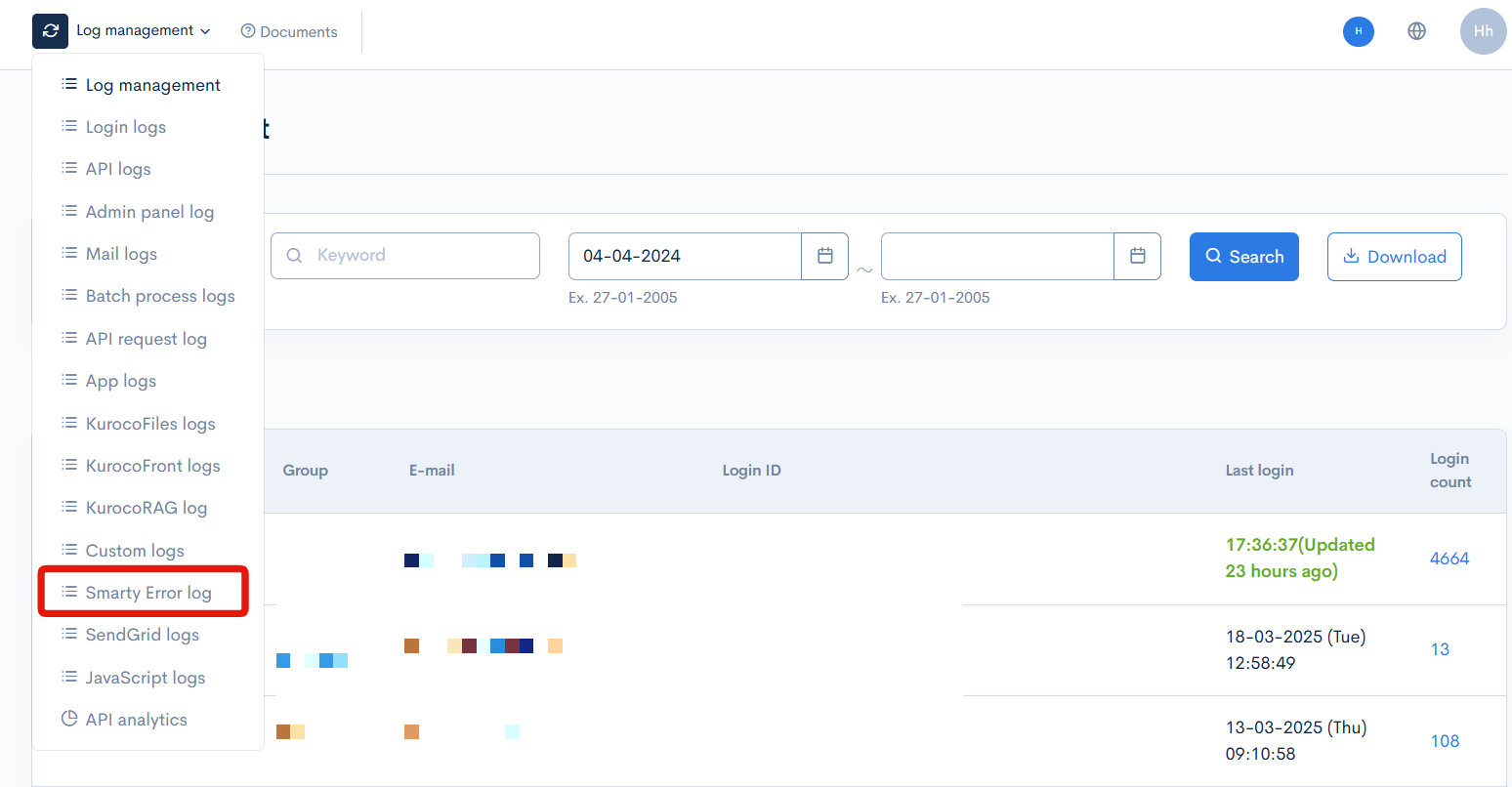 Smarty Error log | Enterprise Headless CMS Kuroco
