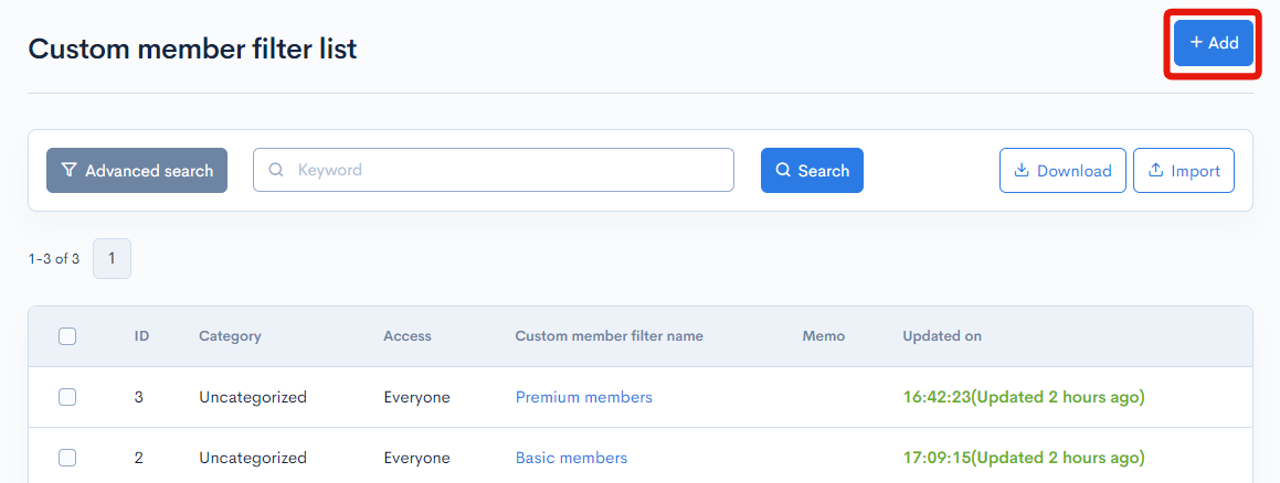Using custom member filters | Enterprise Headless CMS Kuroco
