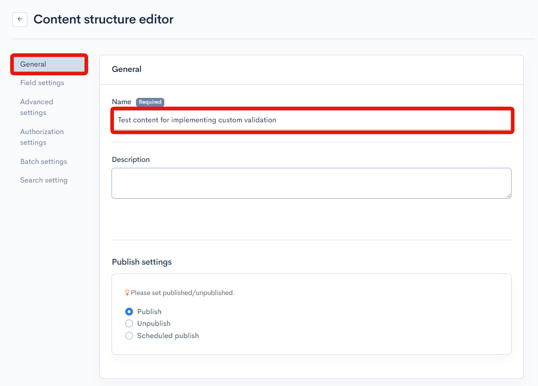 Implementing custom validation in Content Structure with Custom function | Enterprise Headless ...