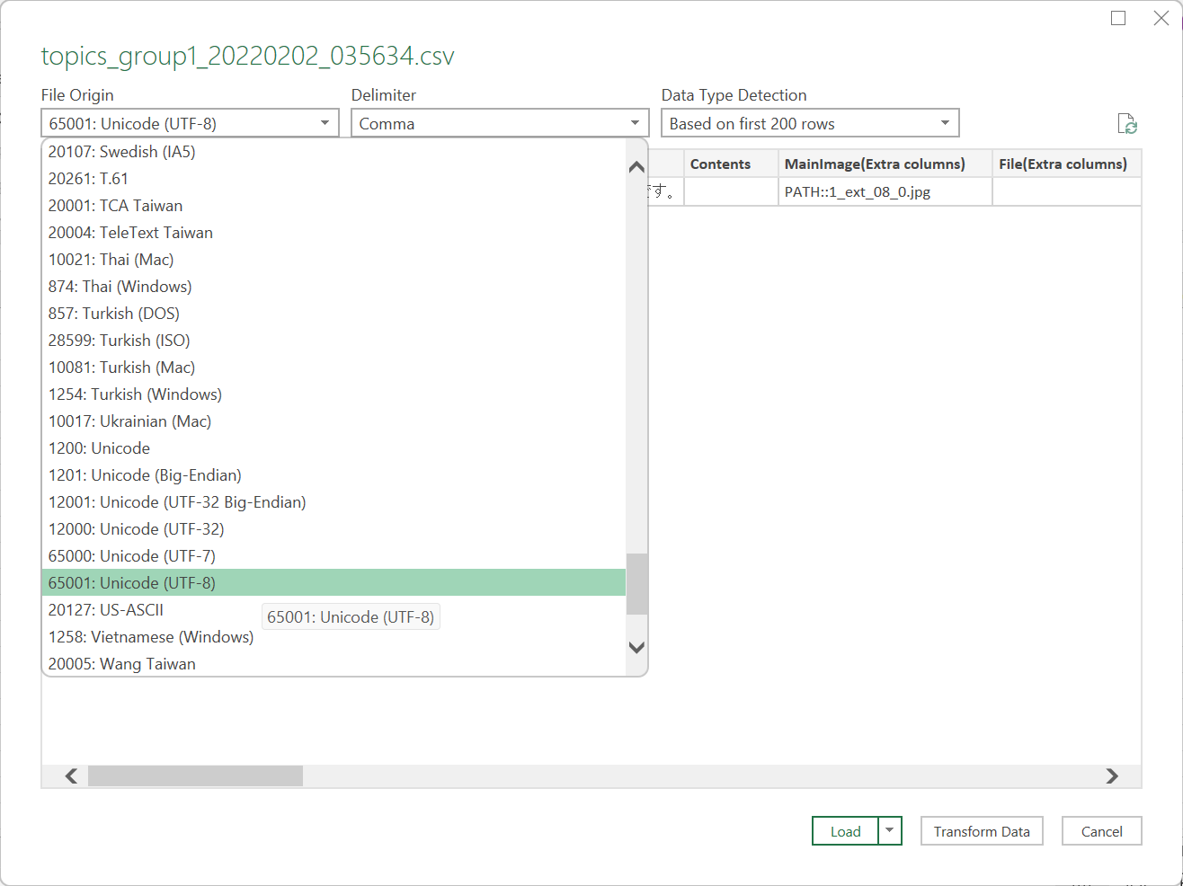The multi-language content in the downloaded CSV file is garbled ...