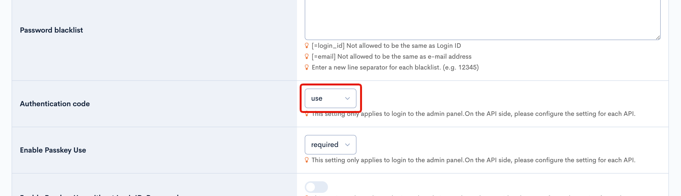 Set up two-factor authentication using one-time passwords in the Kuroco administration screen ...